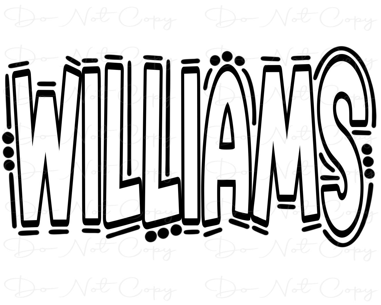 WILLIAMS Doodle Letters Transparent Sublimation PNG SVG Digital Artwork ...