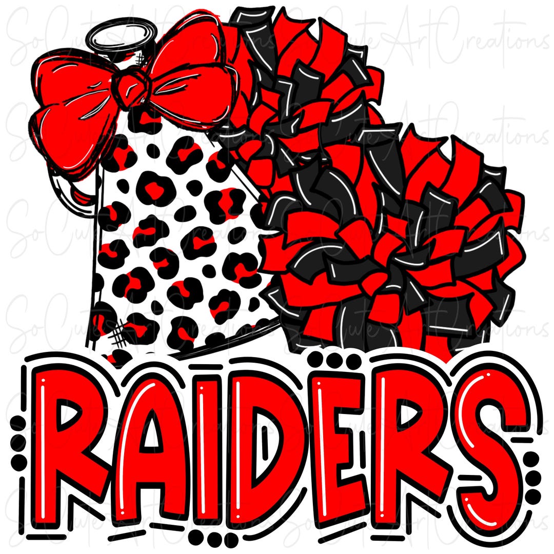 RAIDERS - Cheer Pompoms Megaphone Mascot - Black and Red - Doodle ...