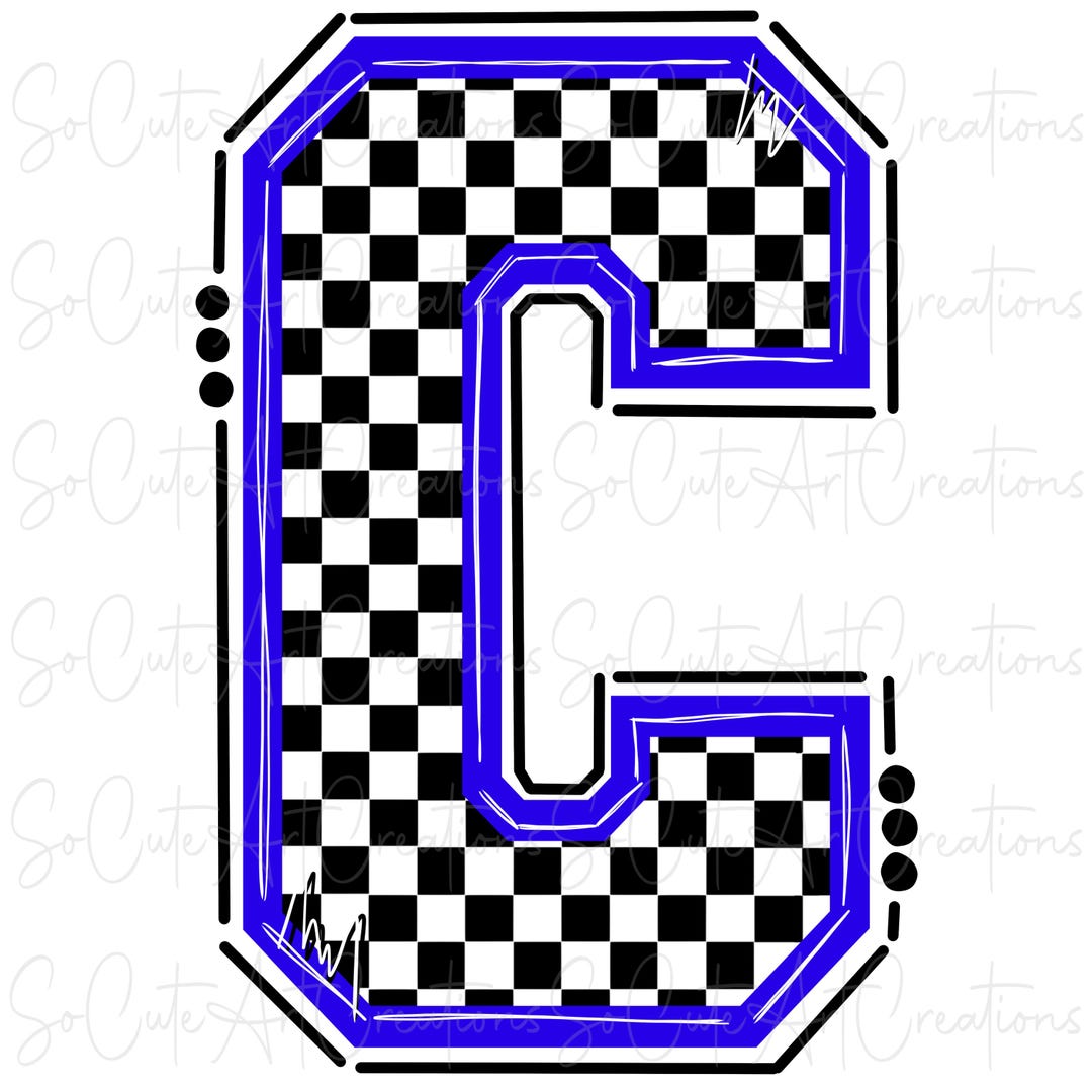 C - Varsity Letter - Checker - DTF Sublimation PNG - Digital Artwork ...