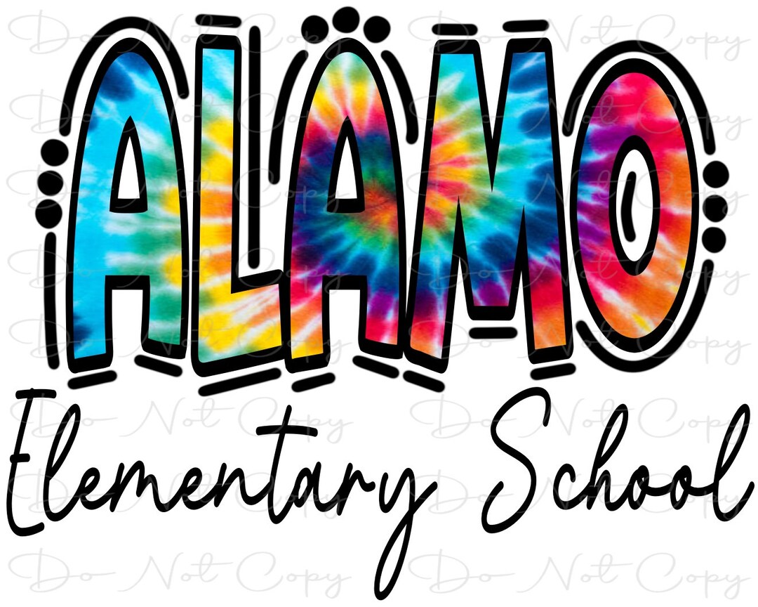 Alamo Elementary School - Doodle Letters Tiedye - Sublimation PNG ...