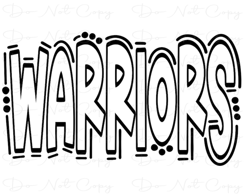 WARRIORS Doodle Letters Transparent Background Sublimation - Etsy