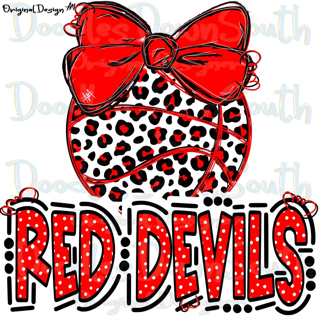 RED DEVILS - Basketball Leopard - With Bow - School Spirit ...