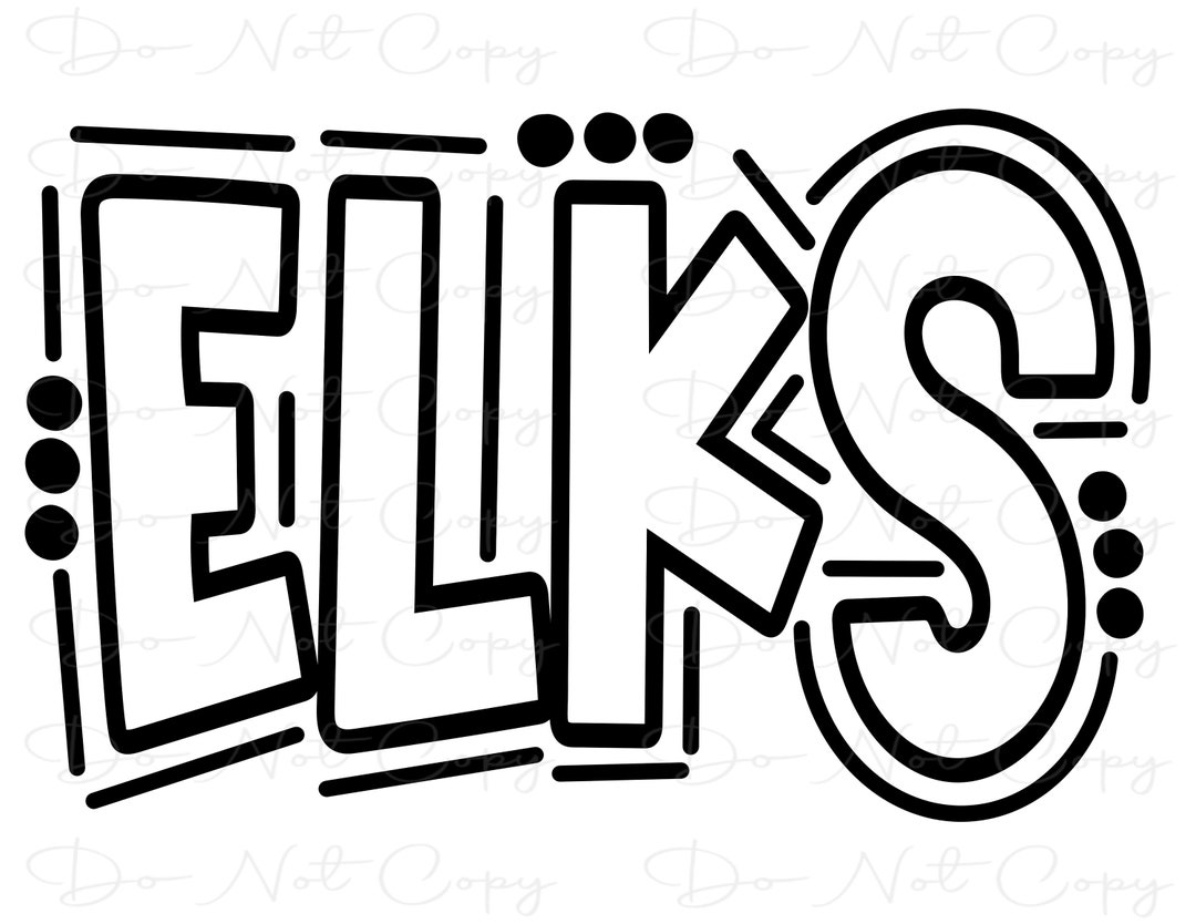 ELKS - Doodle Letters Transparent Background - Sublimation PNG and SVG ...
