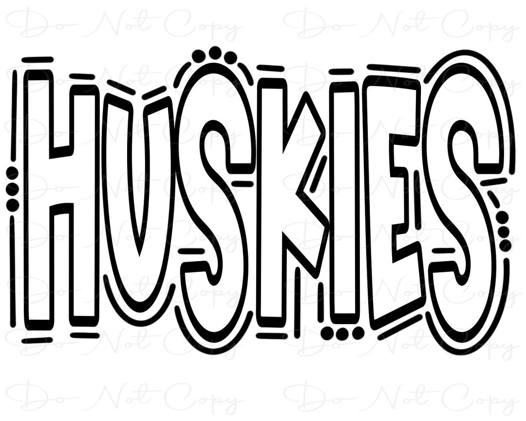 HUSKIES - Doodle Letters Transparent Background - Sublimation PNG and ...