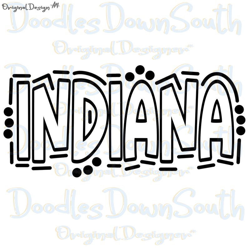 INDIANA - Doodle Word Outline - Sublimation PNG and SVG - Digital ...
