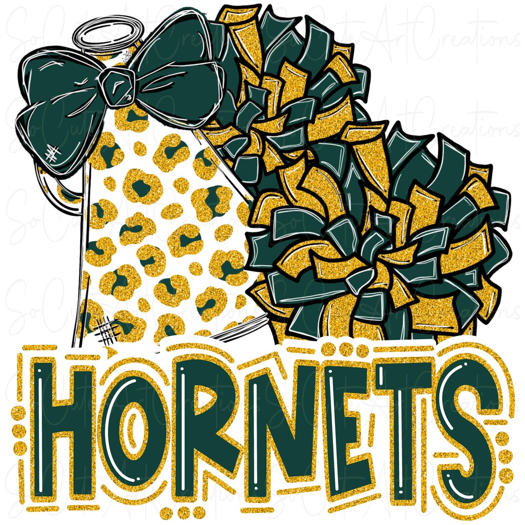 Hornets - Cheer Pompoms Megaphone Mascot - Doodle Letters - Sublimation ...