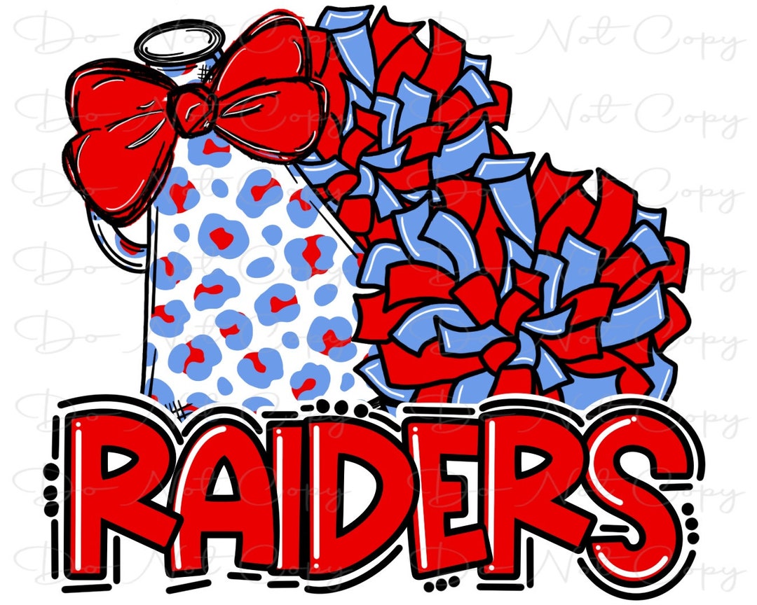 RAIDERS - Cheer Pompoms Megaphone Mascot - Doodle Letters - Sublimation ...