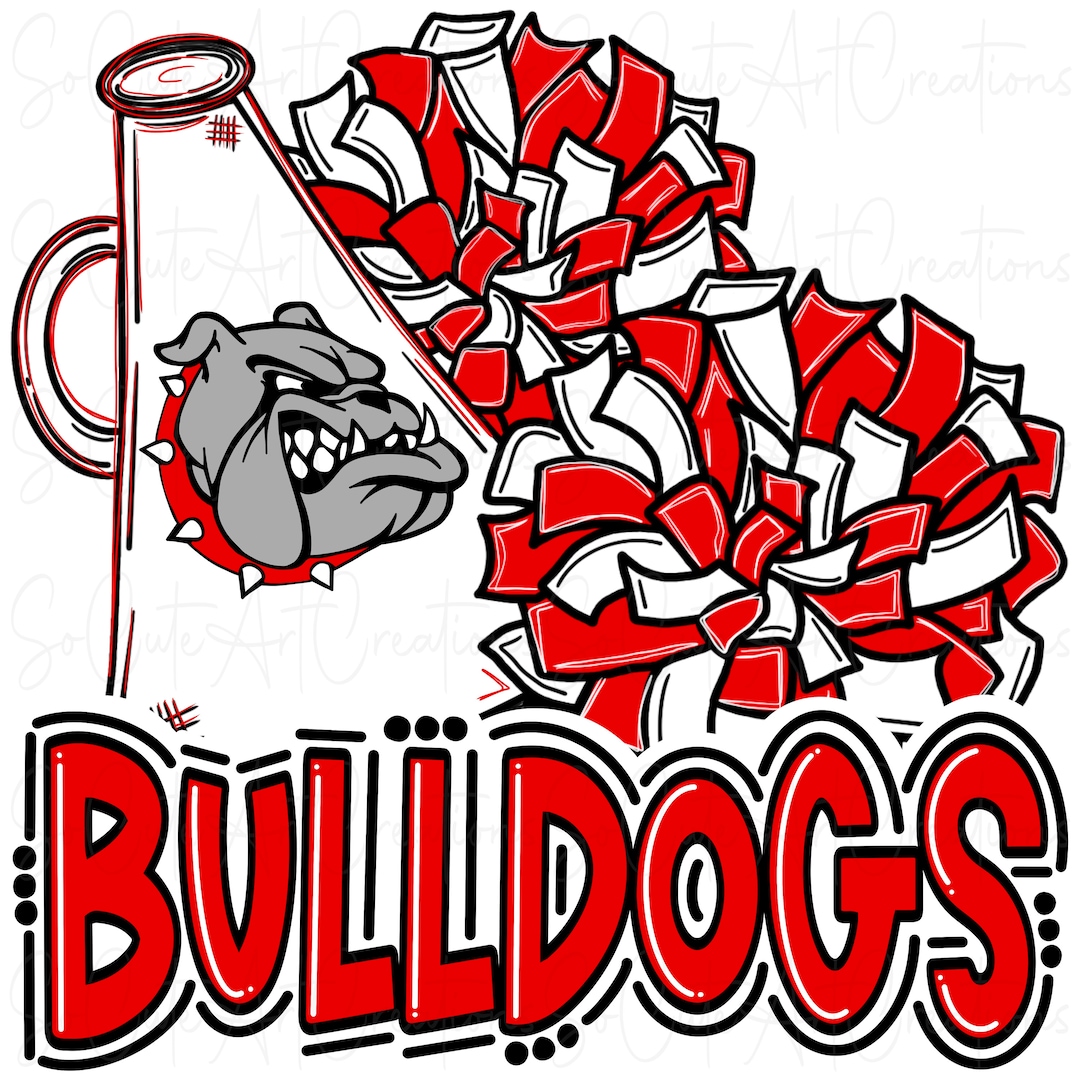 BULLDOGS - Cheer Pompoms Megaphone - Doodle Letters - Sublimation PNG ...