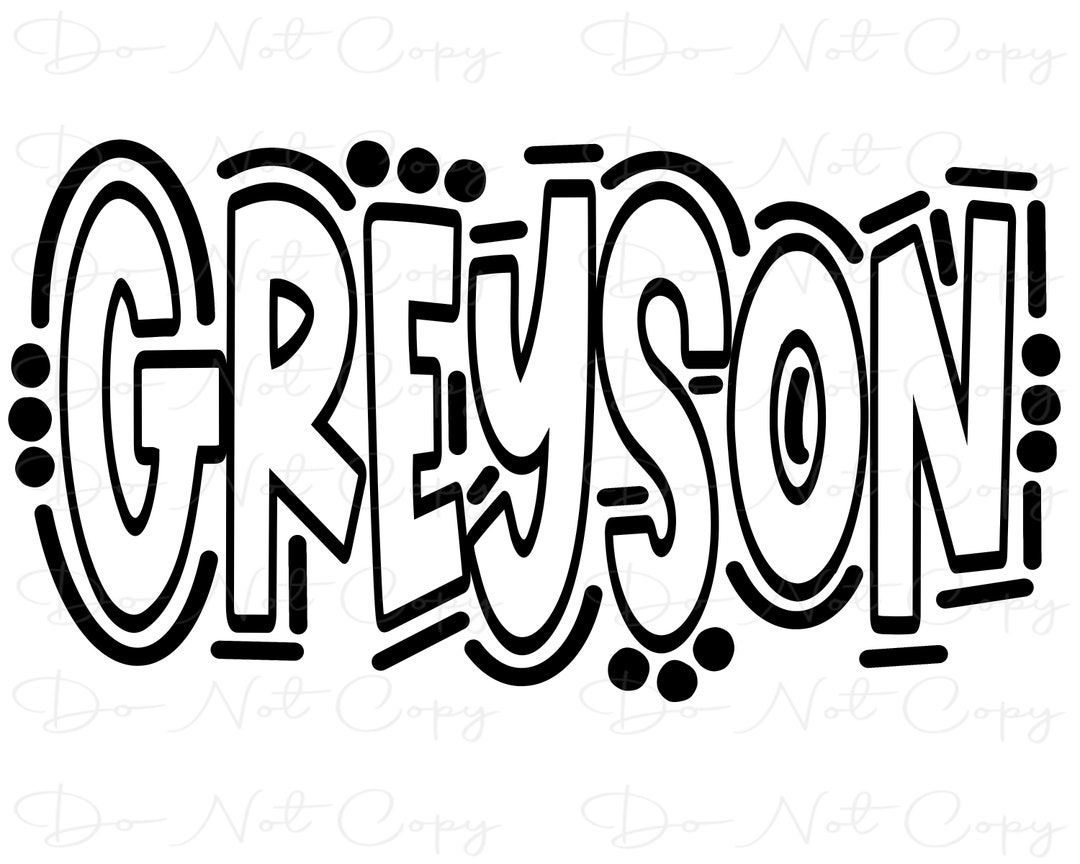GREYSON - Last Name Doodle Word - Transparent - Sublimation PNG SVG ...