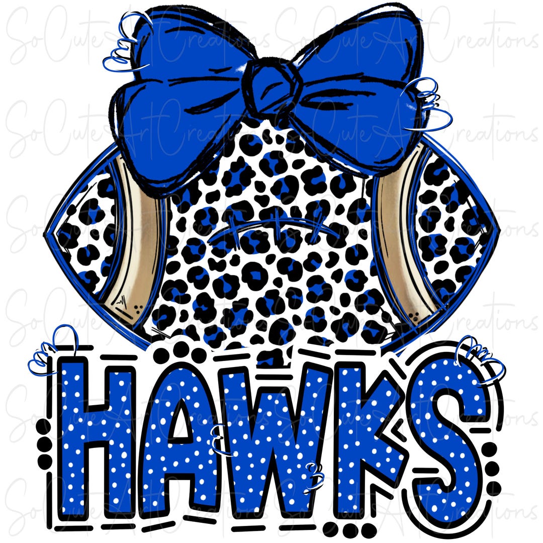 HAWKS Football and Bow - Doodle Letters - School Spirit - Sublimation ...