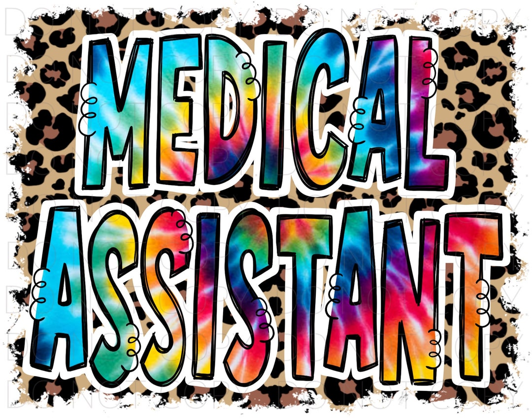 Medical Assistant - Doodle Letters Leopard Print - Sublimation PNG ...