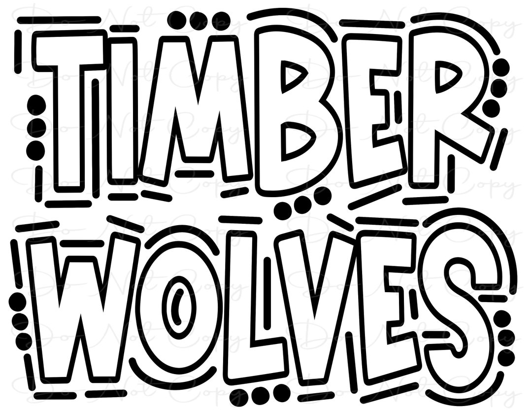 TIMBERWOLVES - Doodle Letters Transparent Background - Sublimation PNG ...