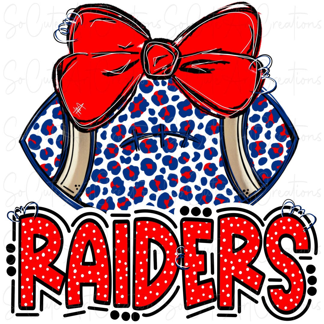 RAIDERS Football and Bow - Doodle Letters - School Spirit - Sublimation ...