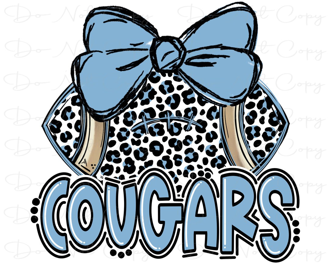 COUGARS Football and Bow - Doodle Letters - School Spirit - DTF ...