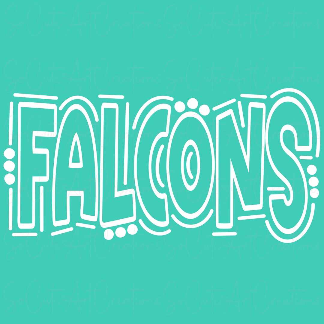 FALCONS - White - Doodle Letters Transparent Background - Sublimation ...