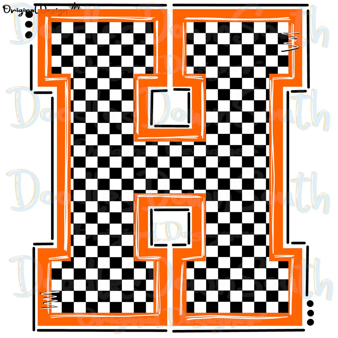 H - Varsity Letter - Checker - DTF Sublimation PNG - Digital Artwork ...