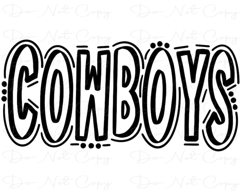 COWBOYS Doodle Letters Transparent Background Sublimation - Etsy