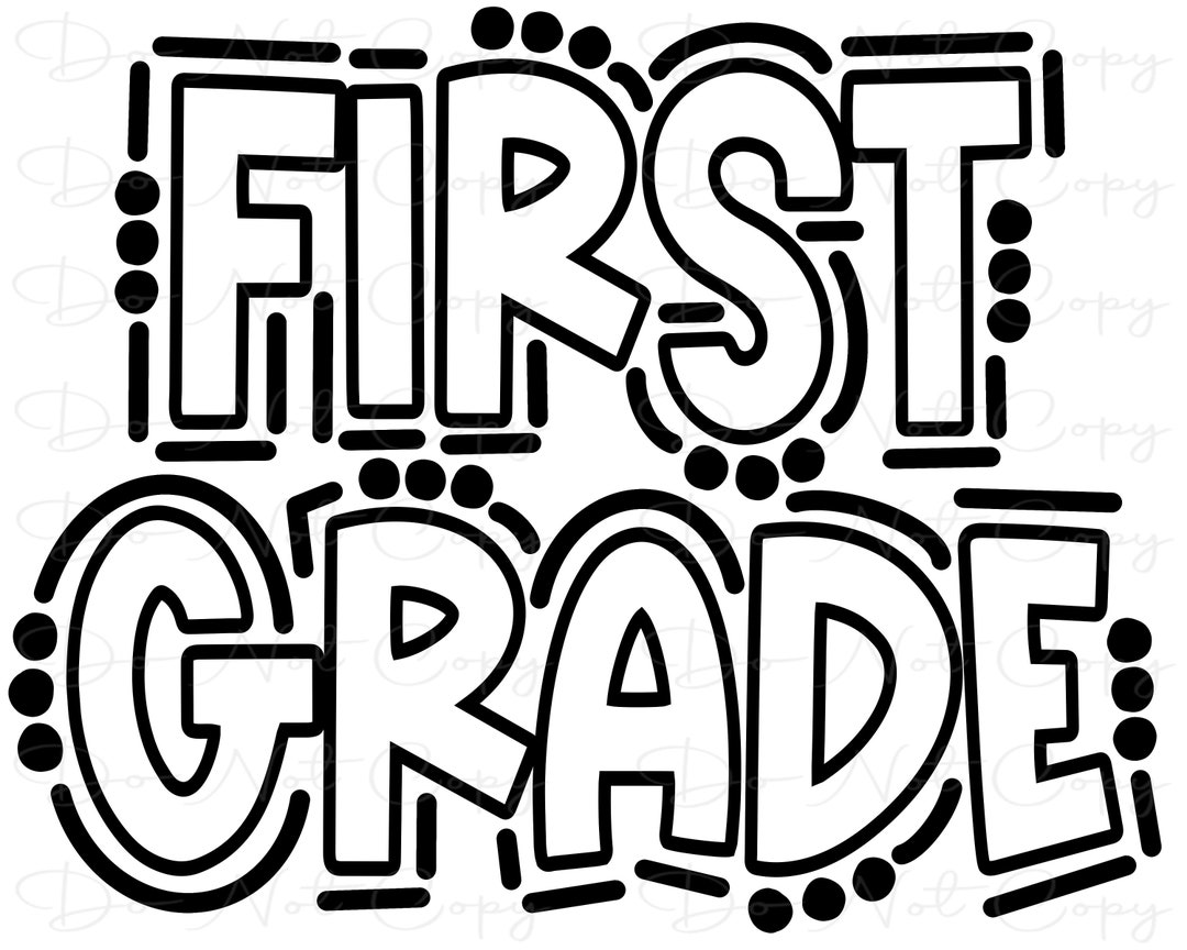 First Grade - Doodle Word - Sublimation PNG and SVG - Digital Artwork ...