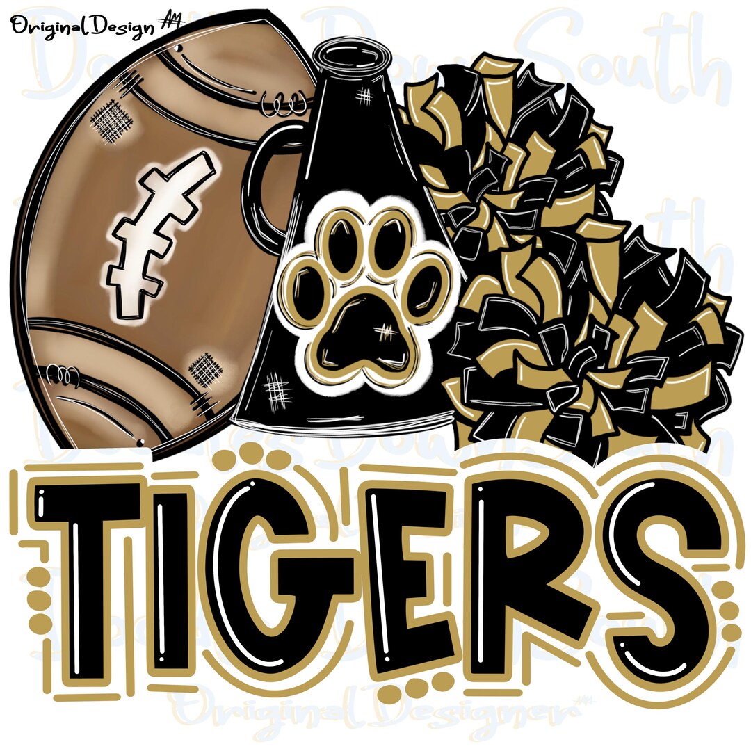 TIGERS - Football Cheer Pompoms Megaphone Mascot - Doodle Letters ...