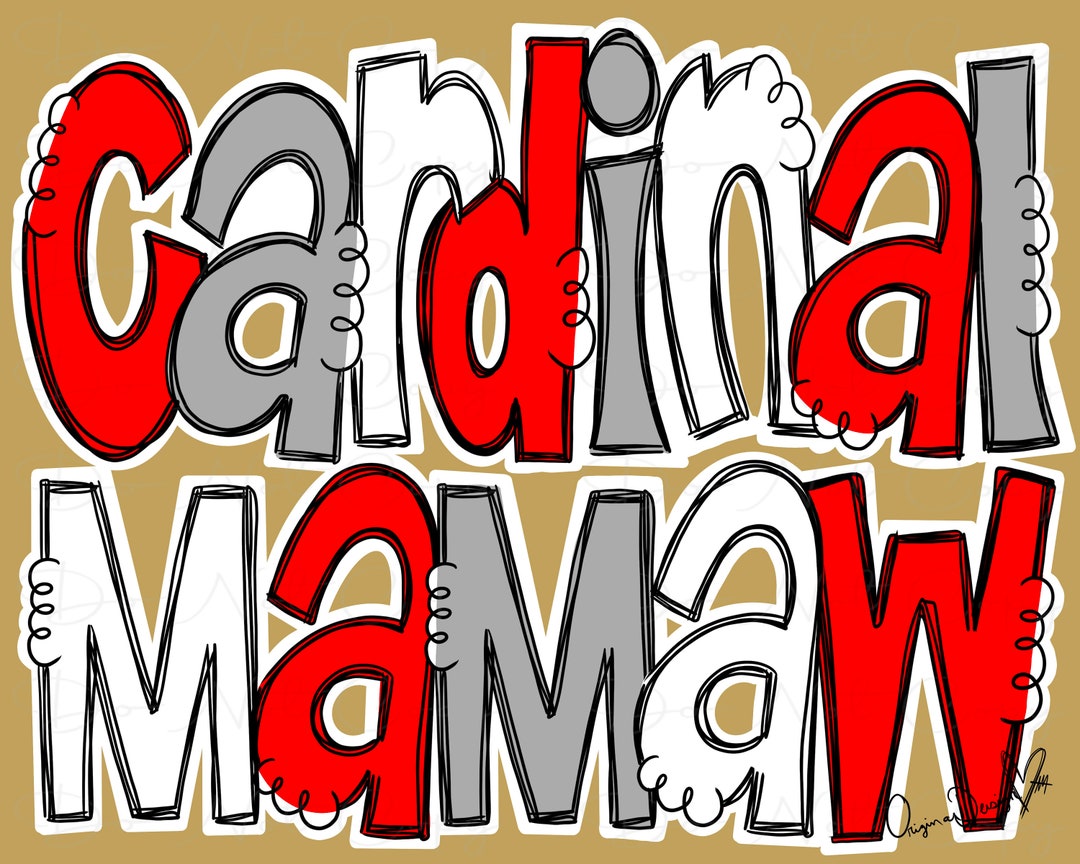 Cardinal Mamaw - Doodle Letters - School Spirit - Sublimation PNG ...