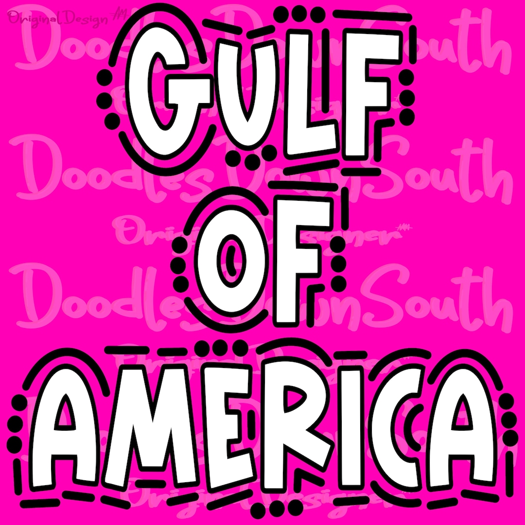 Gulf of America - Doodle Word Black and White - Sublimation PNG and SVG ...
