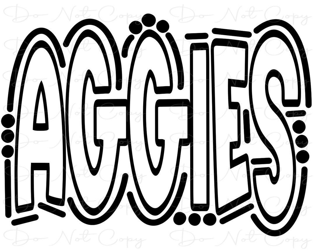 AGGIES - Doodle Letters Transparent Background - Sublimation PNG and ...