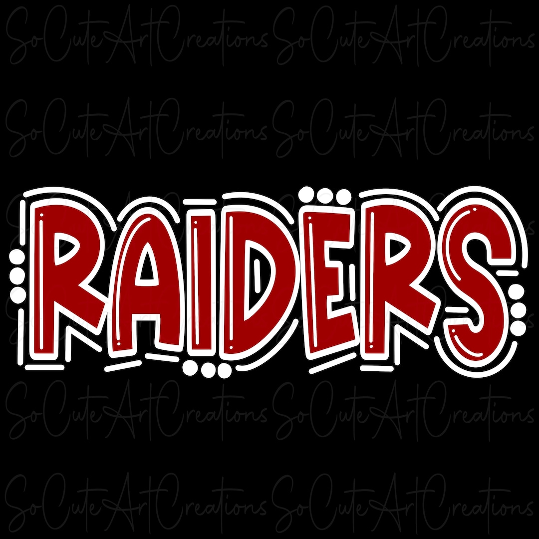 RAIDERS - Doodle Word - White Outline - DTF Sublimation PNG - Digital ...