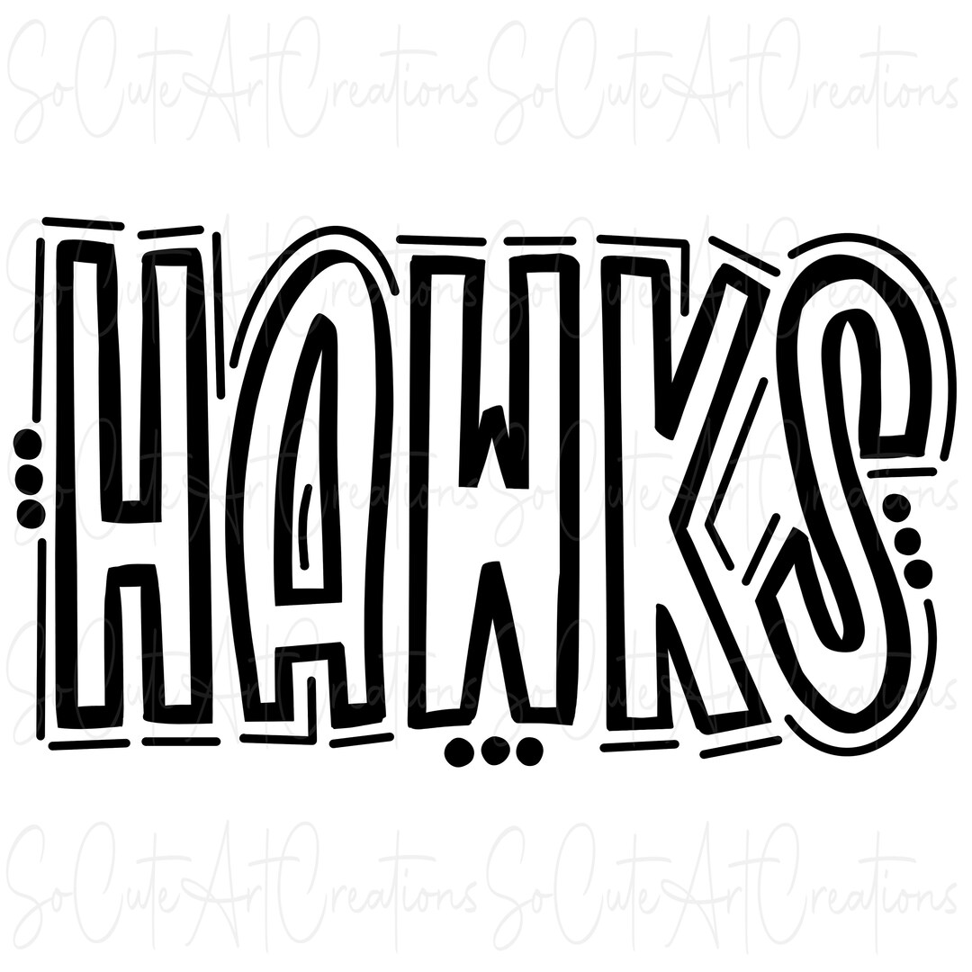 HAWKS - Doodle Letters Transparent Background - Sublimation PNG and SVG ...