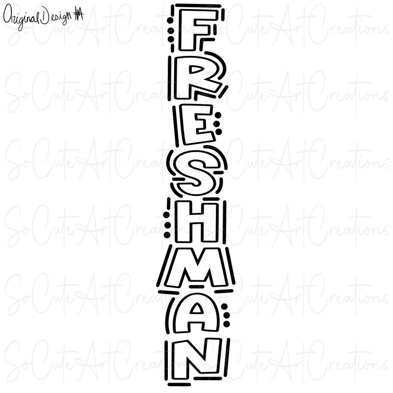 FRESHMAN Vertical - Doodle Word - Sublimation PNG - Digital Artwork ...