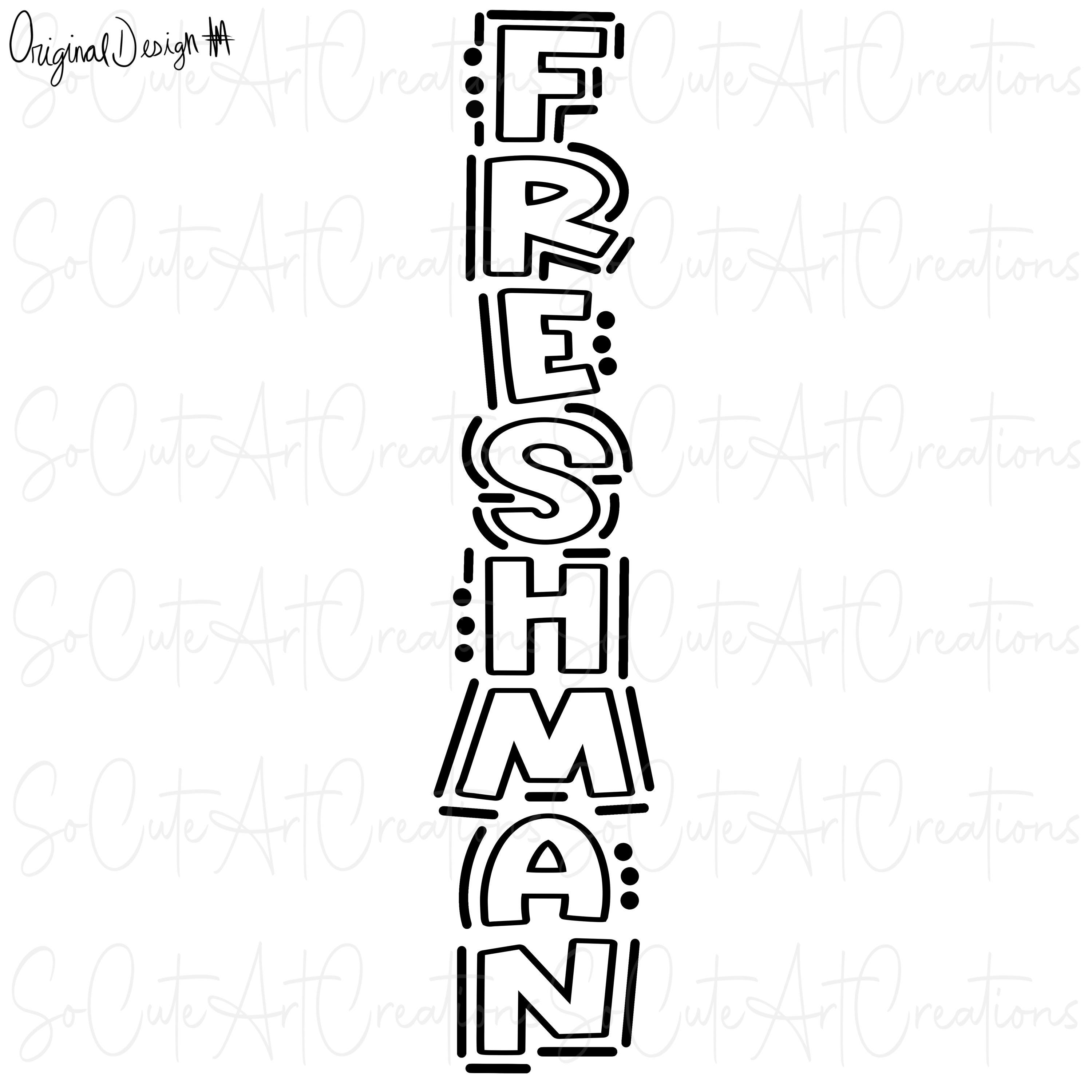 FRESHMAN Vertical - Doodle Word - Sublimation PNG - Digital Artwork ...