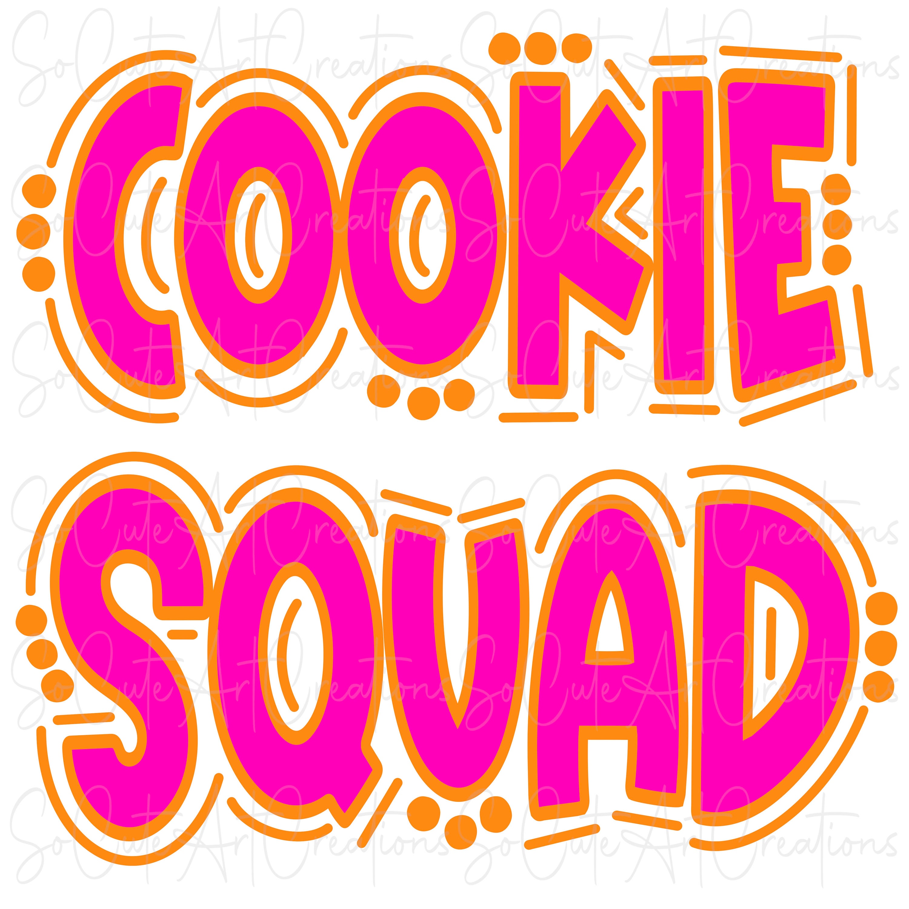Cookie Squad - Bubble Letters - Sublimation PNG - Digital Artwork - Etsy