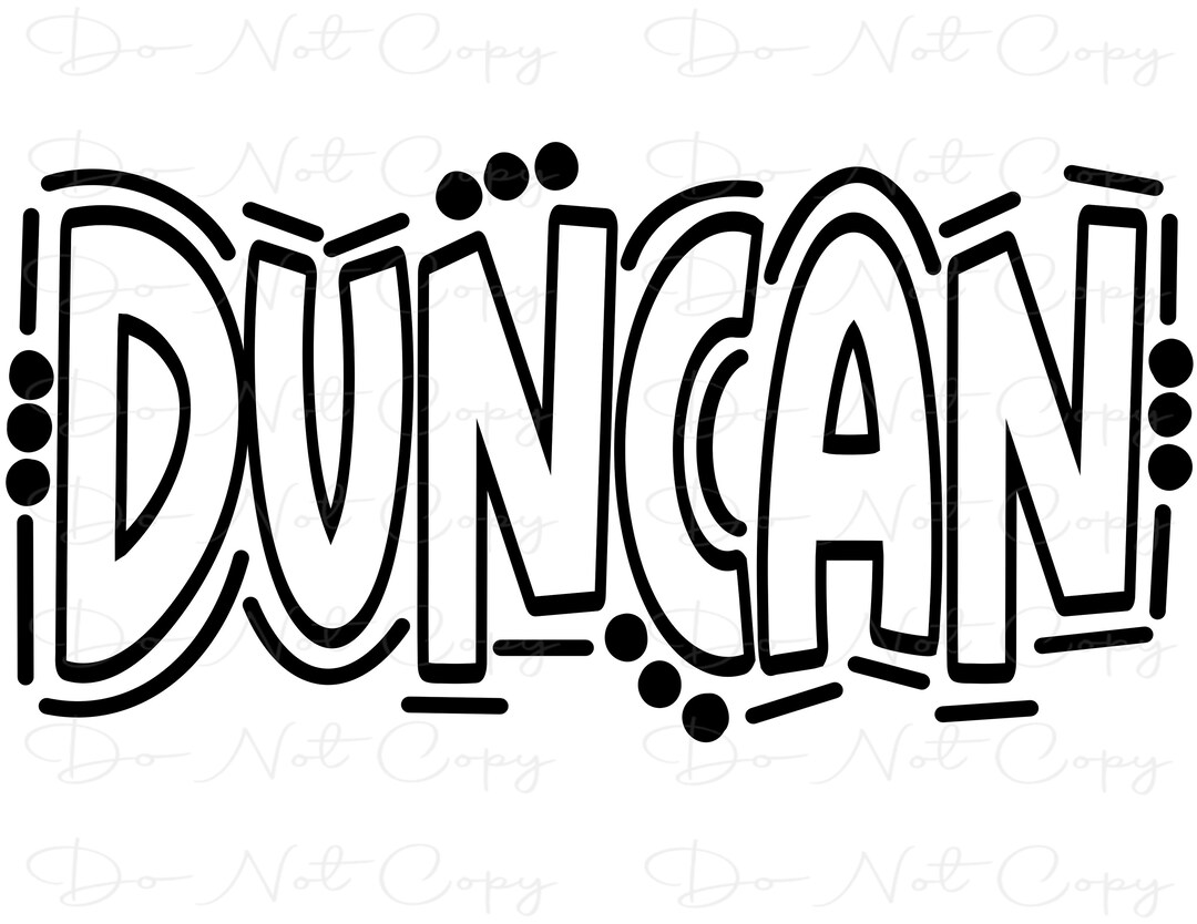 DUNCAN - Doodle Letters - Transparent - Sublimation PNG SVG - Digital ...