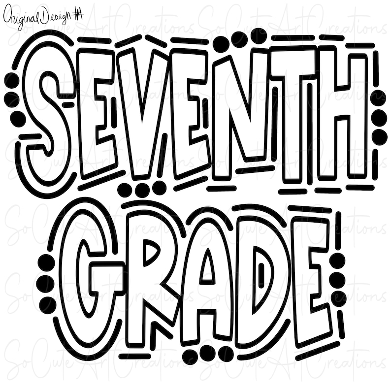 Seventh Grade - Doodle Word - Sublimation PNG and SVG - Digital Artwork ...