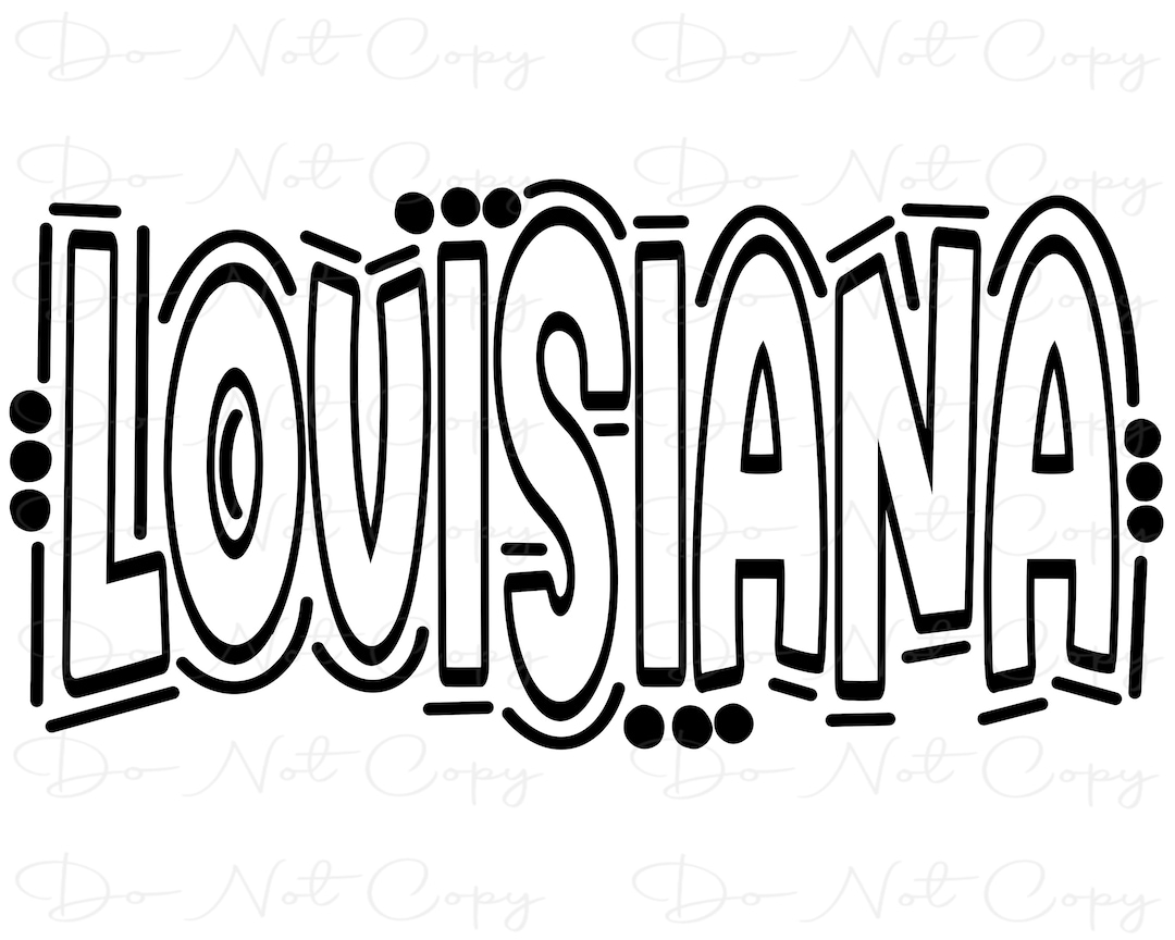 Louisiana - Doodle Letters Transparent Background - Sublimation PNG and ...