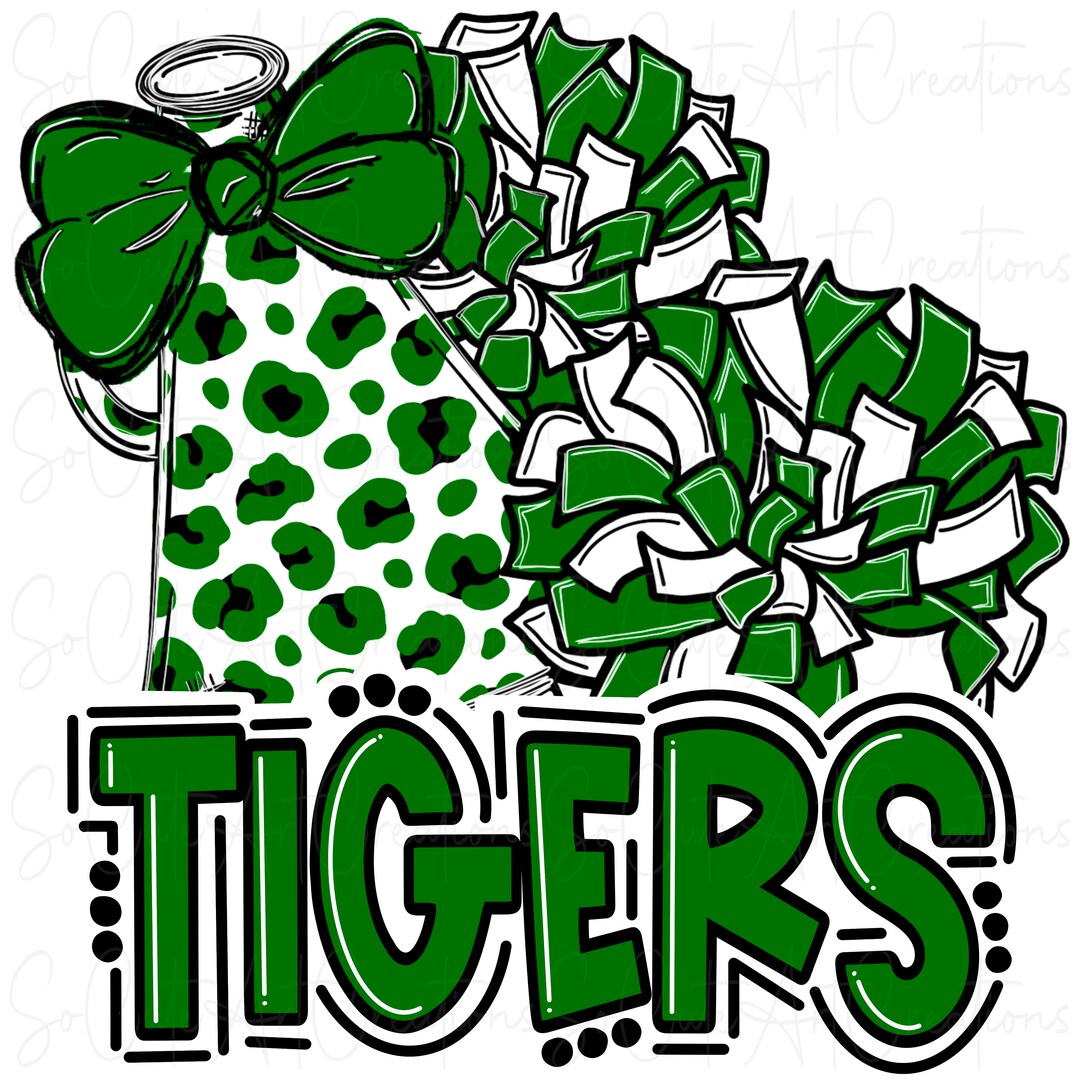 TIGERS - Cheer Pompoms Megaphone Mascot - Doodle Letters - Sublimation ...