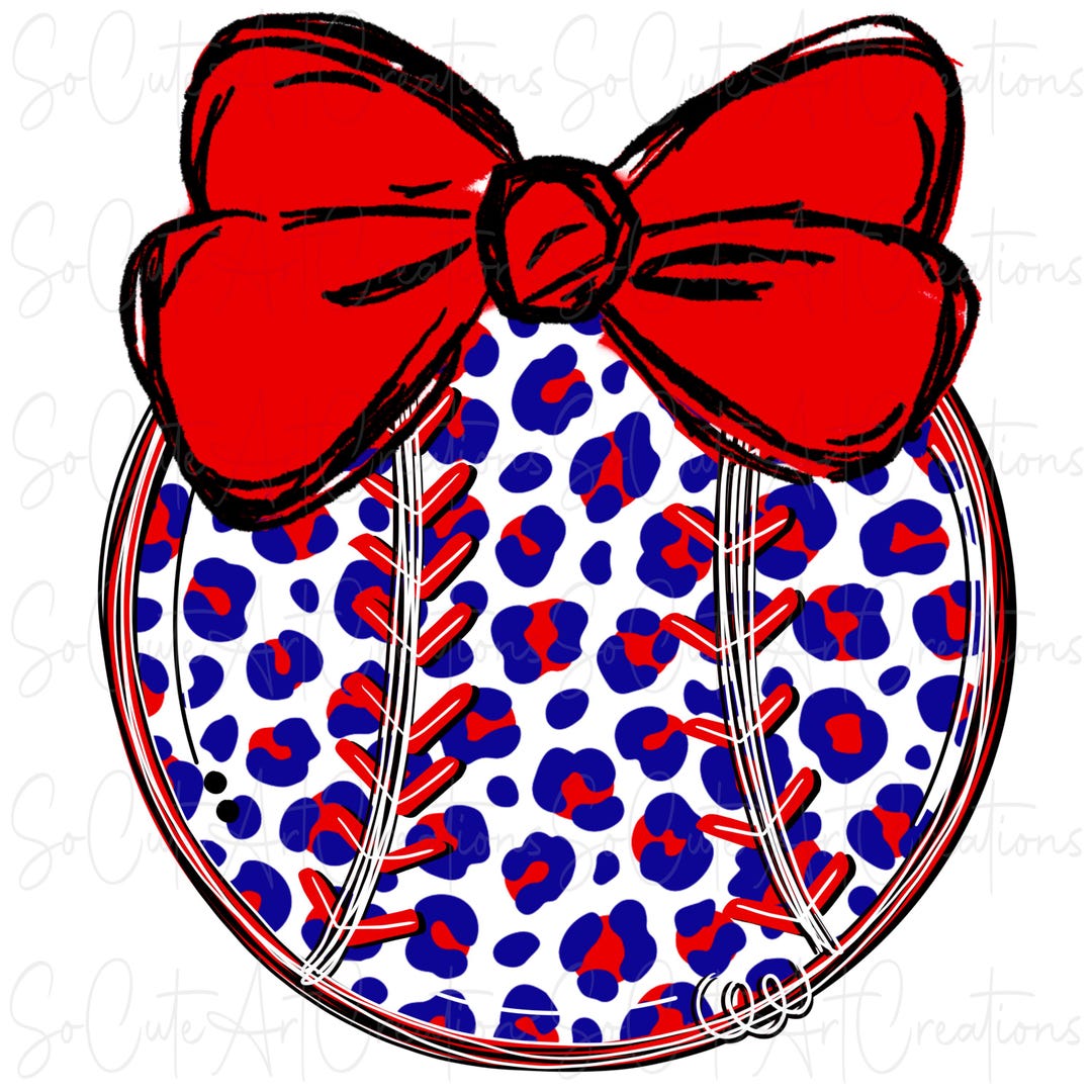 Baseball and Bow Leopard Print - School Spirit - Sublimation PNG ...