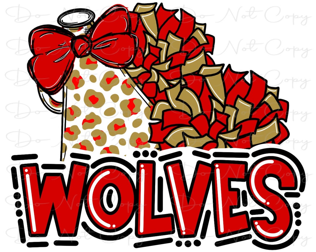 WOLVES - Cheer Pompoms Megaphone Mascot - Doodle Letters - Sublimation ...