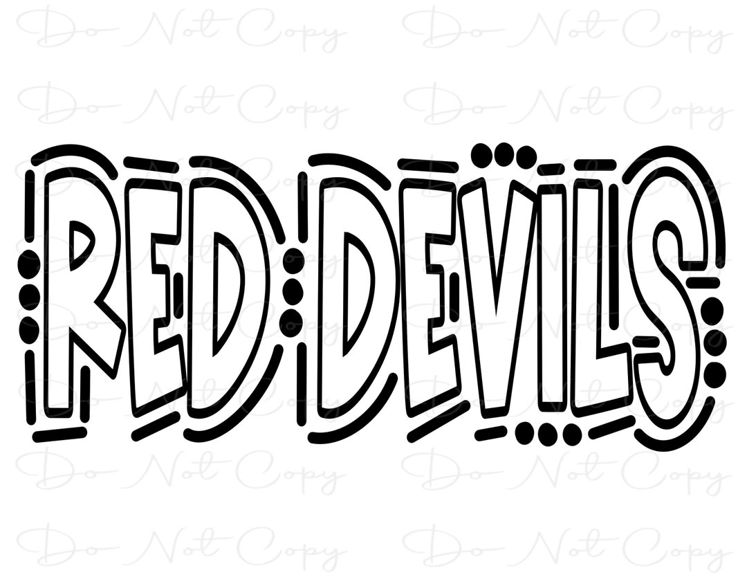 Red Devils - Doodle Letters Transparent Background - Sublimation PNG ...