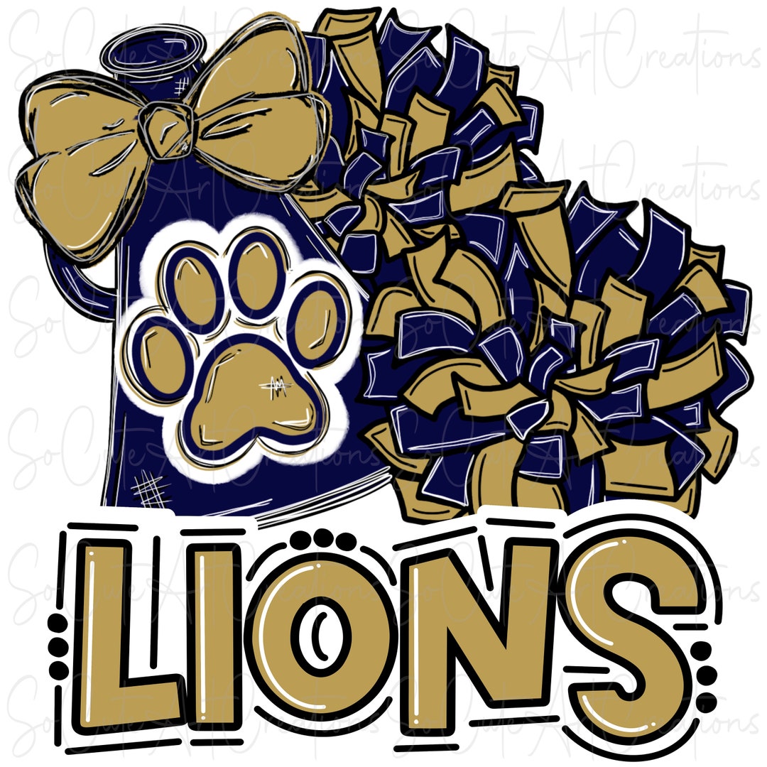LIONS - Cheer Pompoms Megaphone Mascot - Doodle Letters - Sublimation ...