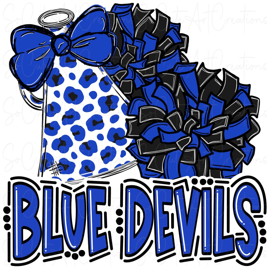 Blue Devils - Cheer Pompoms Megaphone Mascot - Doodle Letters ...