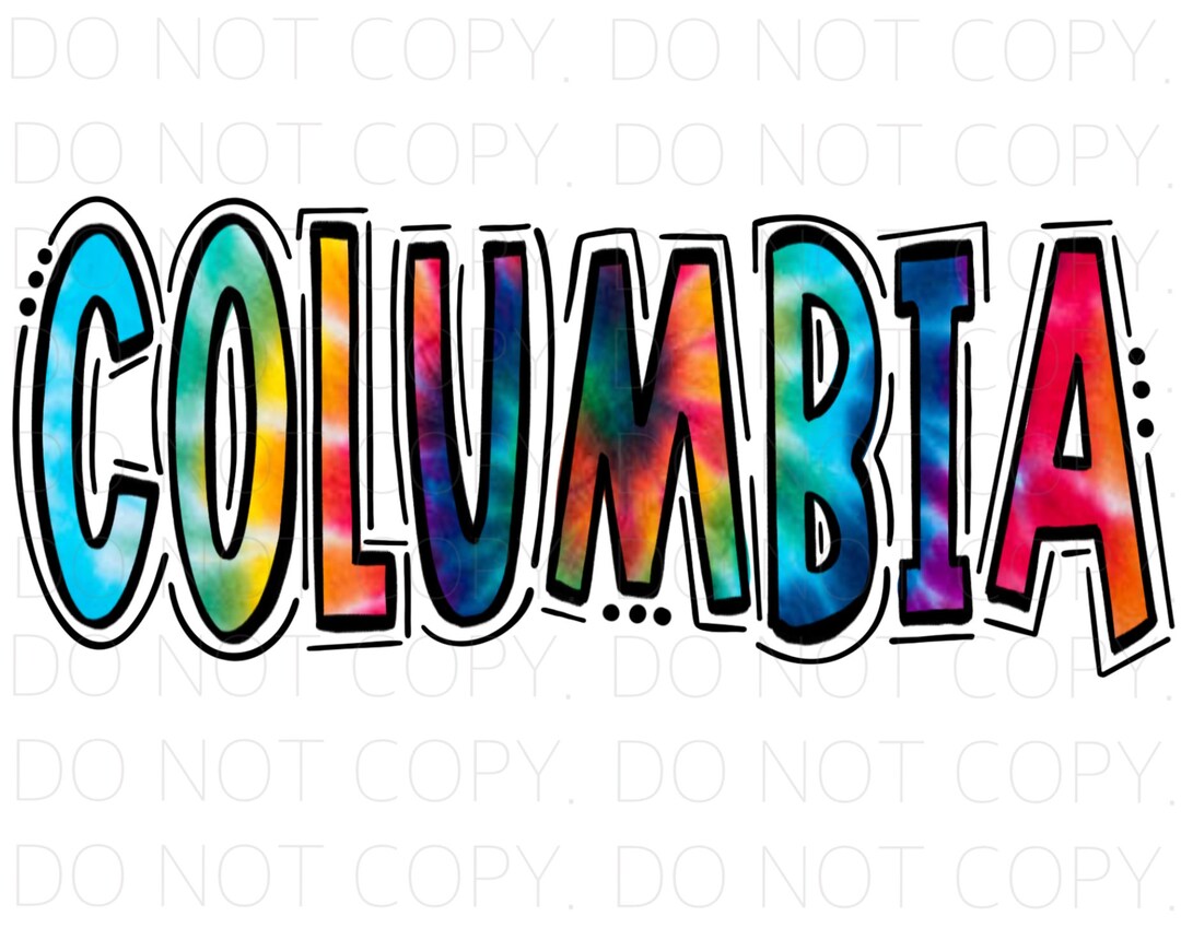 COLUMBIA - Doodle Letters Tiedye - Sublimation PNG - Digital Artwork ...