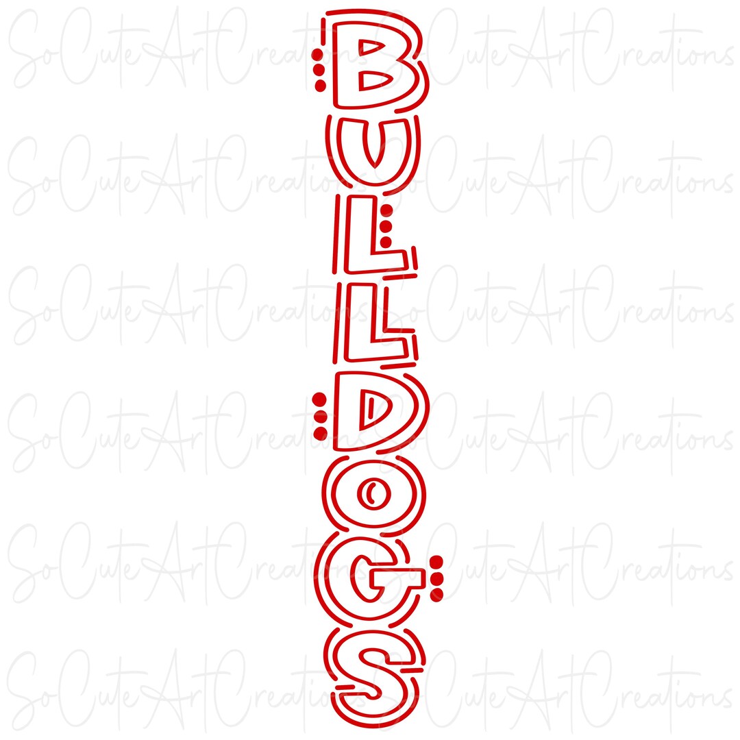 Bulldogs - RED - Doodle Word Vertical - Dtf Sublimation PNG Svg ...