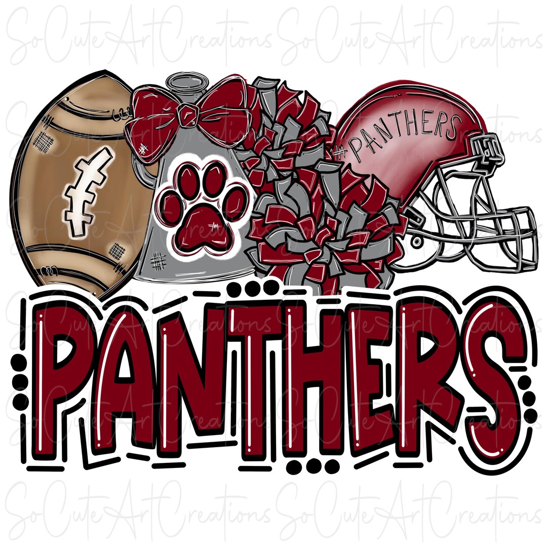 PANTHERS - Cheer Pompoms Megaphone Football Helmet Mascot - Doodle ...
