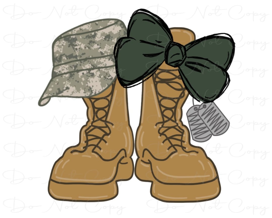 Military Army Boots With Bow - DTF Sublimation PNG - Digital Design ...