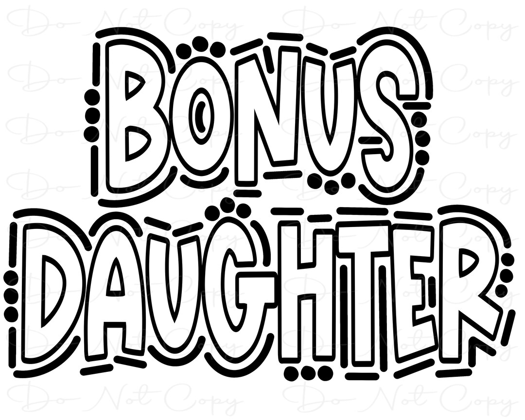 Bonus Daughter - Doodle Word Transparent Background - Sublimation PNG ...