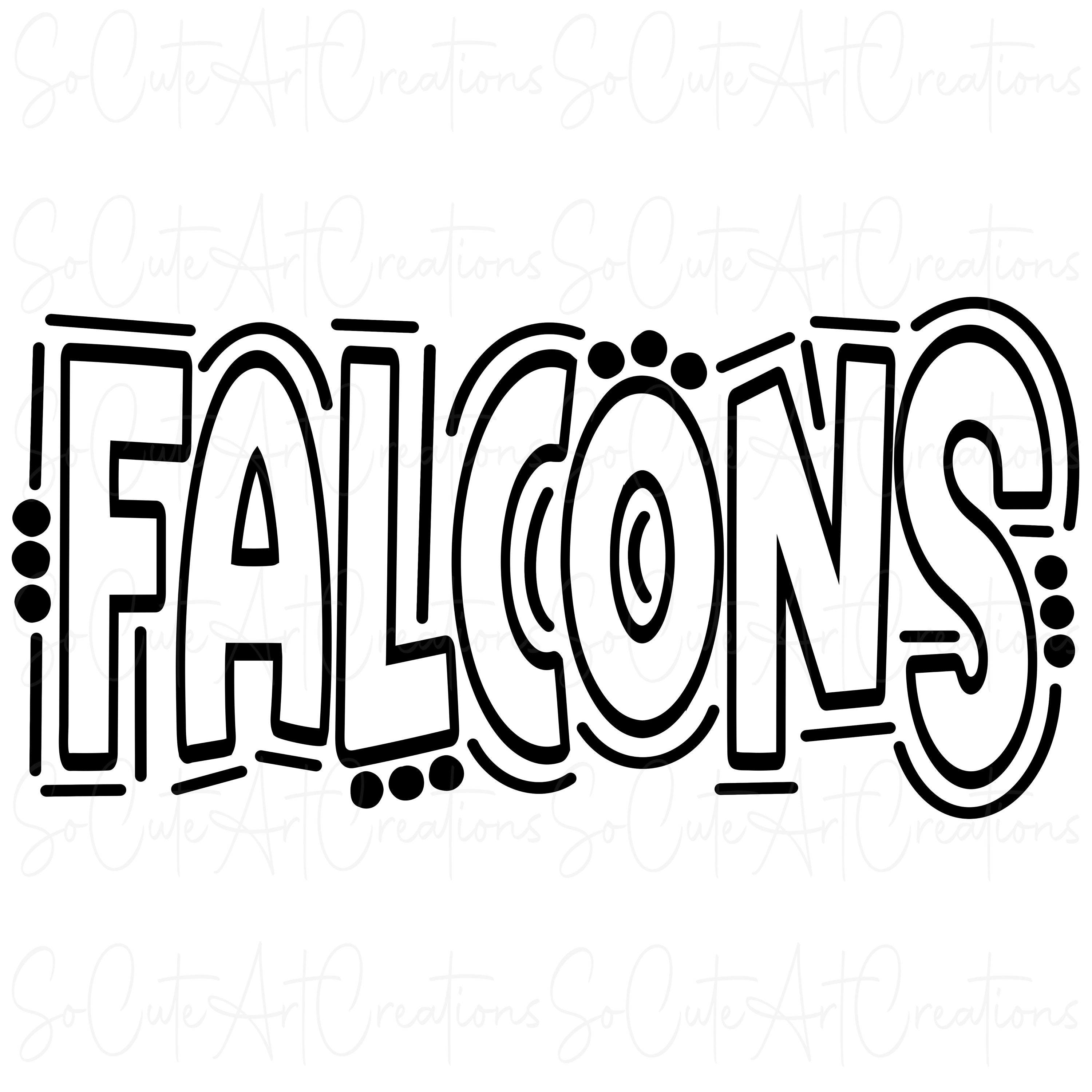 FALCONS - Doodle Letters Transparent Background - Sublimation PNG and ...