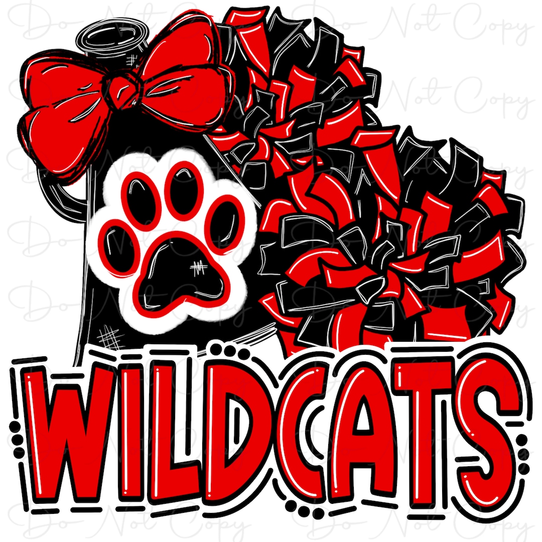 WILDCATS - Cheer Pompoms Megaphone Mascot - Doodle Letters ...
