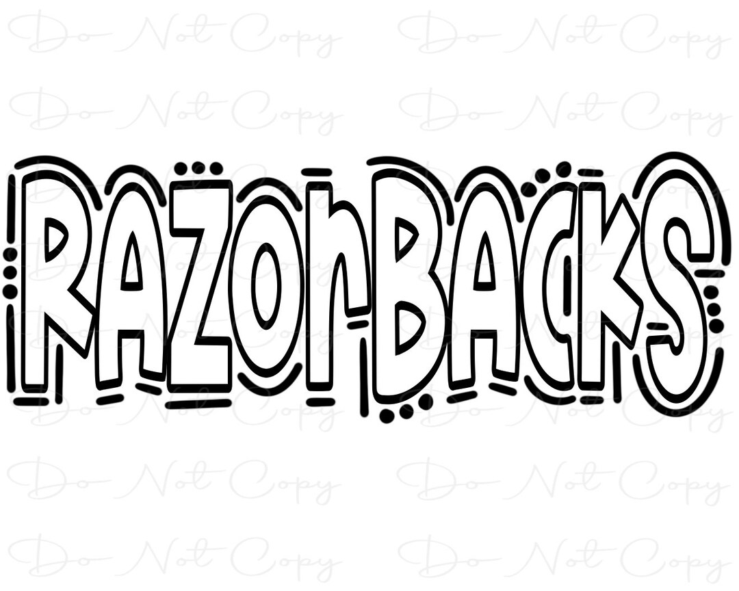RAZORBACKS Doodle Letters Transparent Background - Etsy