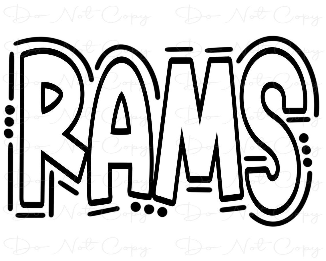RAMS - Doodle Letters Transparent Background - Sublimation PNG and SVG ...