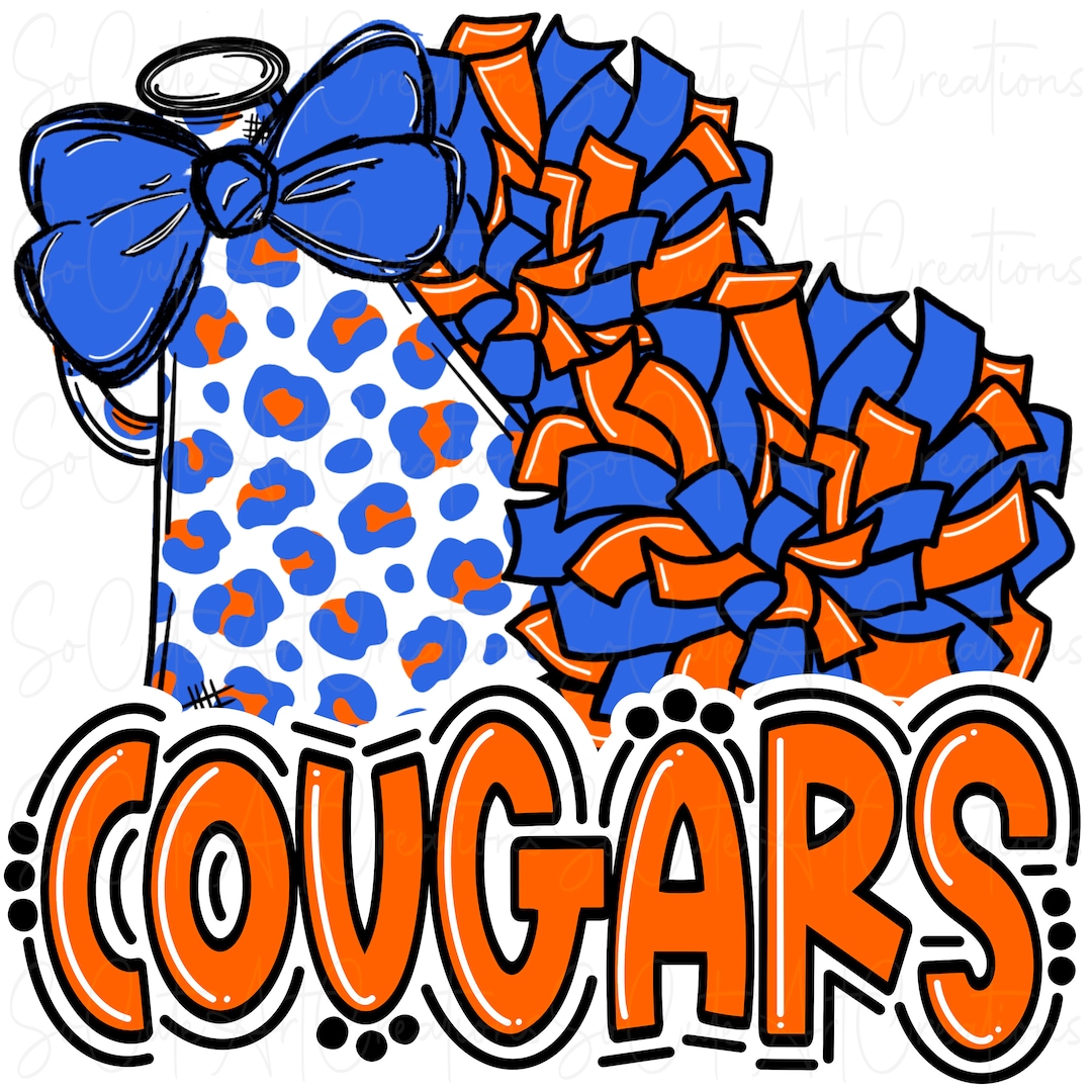 COUGARS - Cheer Pompoms Megaphone - Doodle Letters - Sublimation PNG ...